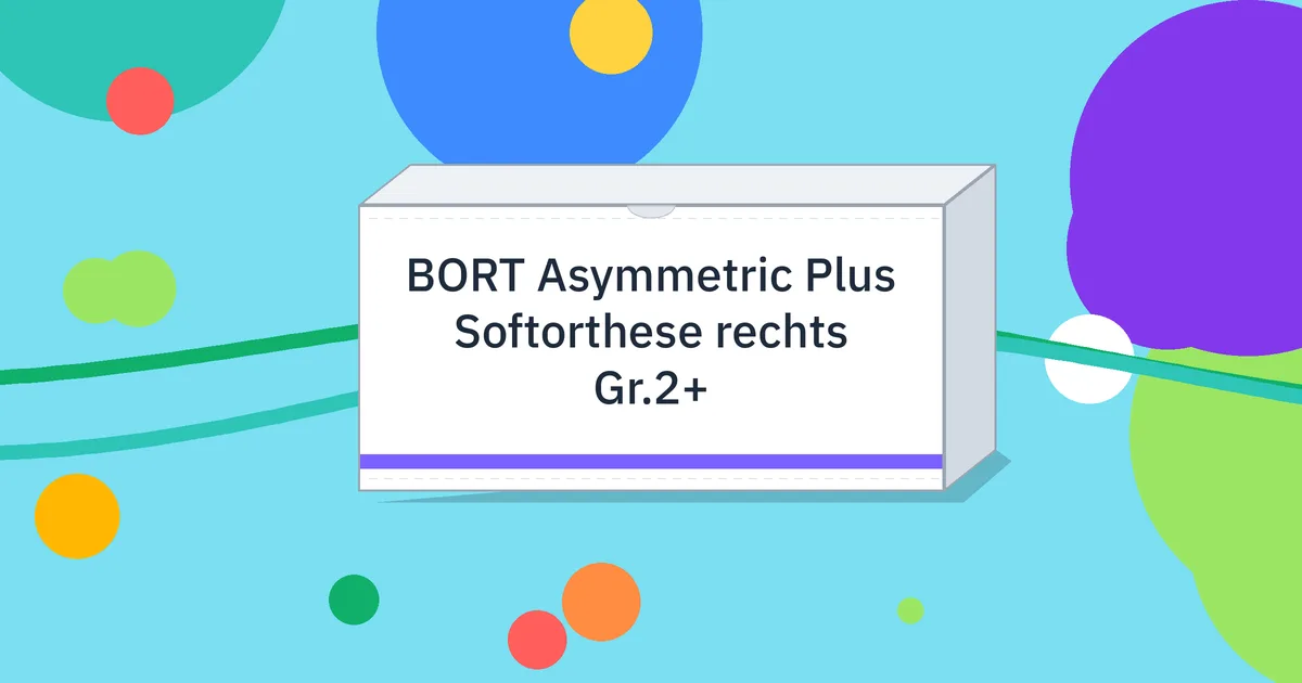 Symbolbild: Packung mit der Aufschrift BORT Asymmetric Plus Softorthese rechts Gr.2+ (PZN 16843232) – Verfügbarkeit und Bezug in Apotheken in Frankfurt am Main