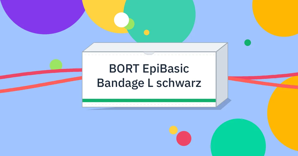 Symbolbild: Packung mit der Aufschrift BORT EpiBasic Bandage L schwarz (PZN 09444299) – Verfügbarkeit und Bezug in Apotheken in Frankfurt am Main