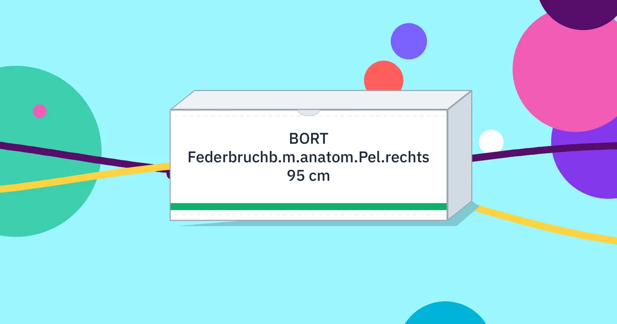 Symbolbild: Packung mit der Aufschrift BORT Federbruchb.m.anatom.Pel.rechts 95 cm (PZN 07195308) – Verfügbarkeit und Bezug in Apotheken in Frankfurt am Main