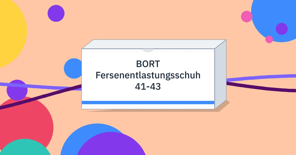 Symbolbild: Packung mit der Aufschrift BORT Fersenentlastungsschuh 41-43 (PZN 04738412) – Verfügbarkeit und Bezug in Apotheken in Frankfurt am Main