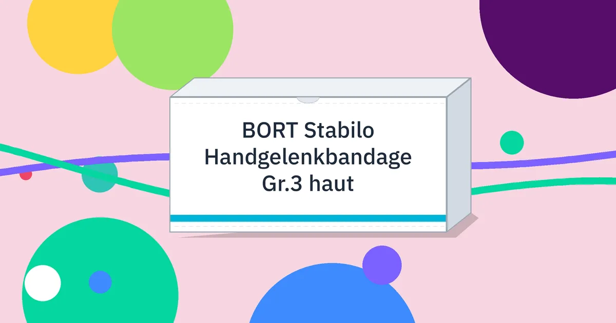 Symbolbild: Packung mit der Aufschrift BORT Stabilo Handgelenkbandage Gr.3 haut (PZN 03537226) – Verfügbarkeit und Bezug in Apotheken in Frankfurt am Main