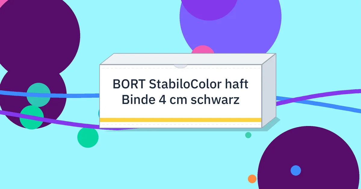 Symbolbild: Packung mit der Aufschrift BORT StabiloColor haft Binde 4 cm schwarz (PZN 07672487) – Verfügbarkeit und Bezug in Apotheken in Frankfurt am Main