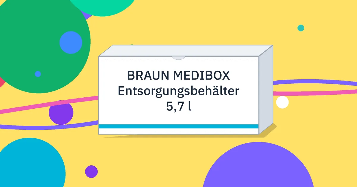 Symbolbild: Packung mit der Aufschrift BRAUN MEDIBOX Entsorgungsbehälter 5,7 l (PZN 18048639) – Verfügbarkeit und Bezug in Apotheken in Frankfurt am Main