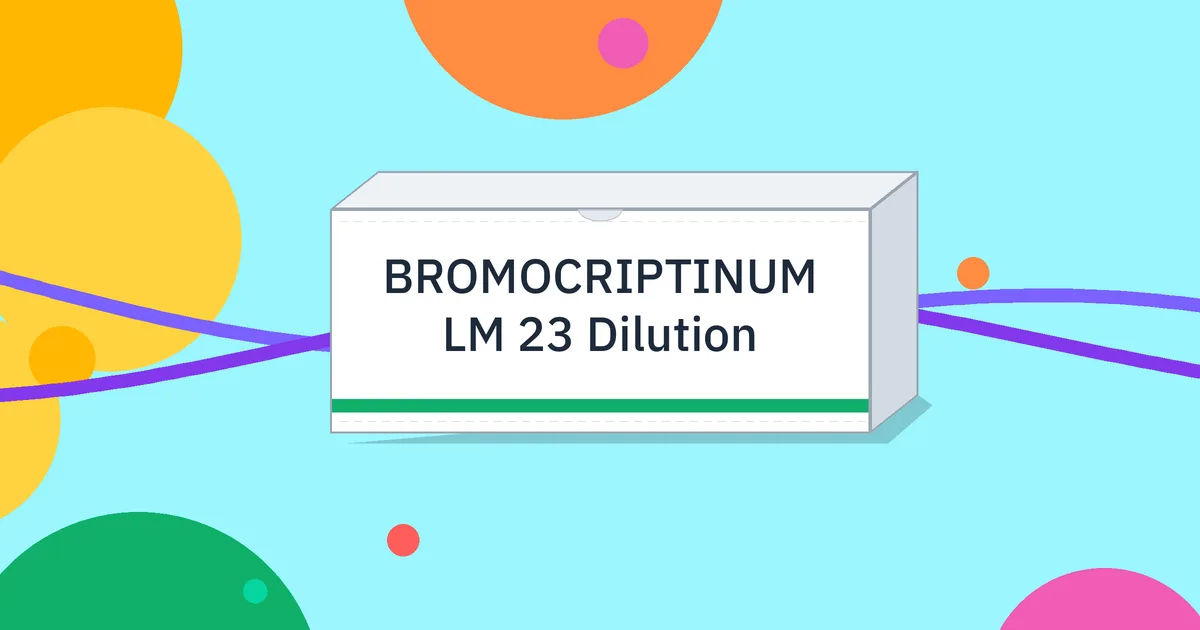 Symbolbild: Packung mit der Aufschrift BROMOCRIPTINUM LM 23 Dilution (PZN 13396821) – Verfügbarkeit und Bezug in Apotheken in Frankfurt am Main