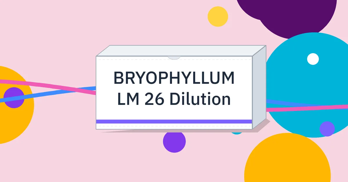 Symbolbild: Packung mit der Aufschrift BRYOPHYLLUM LM 26 Dilution (PZN 13397714) – Verfügbarkeit und Bezug in Apotheken in Frankfurt am Main