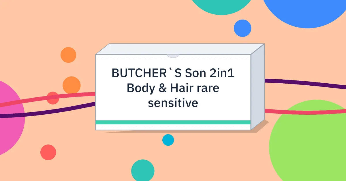 Symbolbild: Packung mit der Aufschrift BUTCHER`S Son 2in1 Body & Hair rare sensitive (PZN 17370511) – Verfügbarkeit und Bezug in Apotheken in Frankfurt am Main