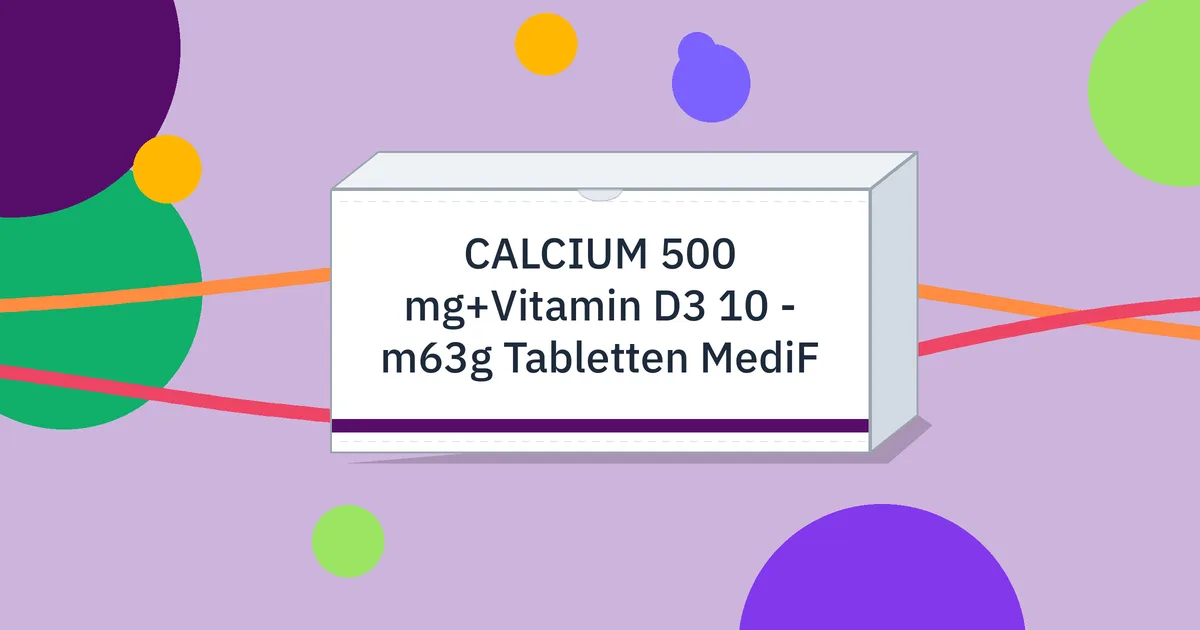 Symbolbild: Packung mit der Aufschrift CALCIUM 500 mg+Vitamin D3 10 -m63g Tabletten MediF (PZN 13905524) – Verfügbarkeit und Bezug in Apotheken in Frankfurt am Main