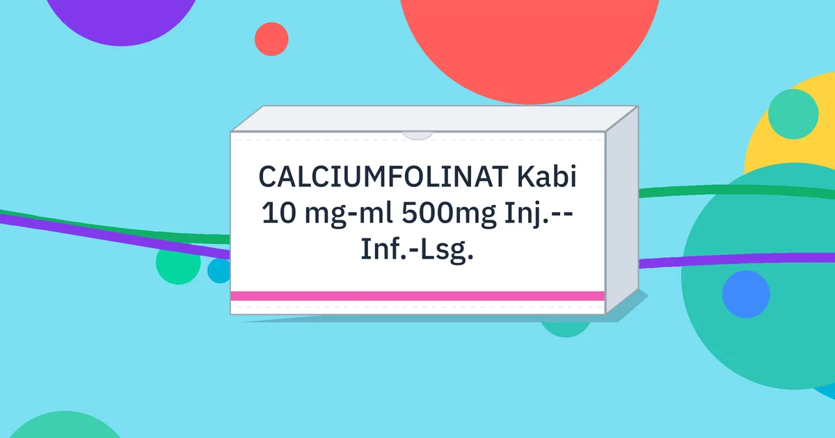 Symbolbild: Packung mit der Aufschrift CALCIUMFOLINAT Kabi 10 mg-ml 500mg Inj.--Inf.-Lsg. (PZN 12412191) – Verfügbarkeit und Bezug in Apotheken in Frankfurt am Main