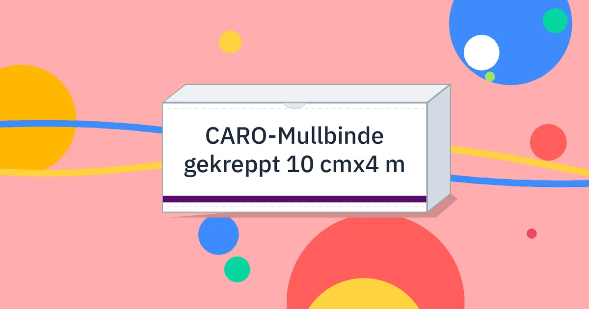 Symbolbild: Packung mit der Aufschrift CARO-Mullbinde gekreppt 10 cmx4 m (PZN 11670525) – Verfügbarkeit und Bezug in Apotheken in Frankfurt am Main