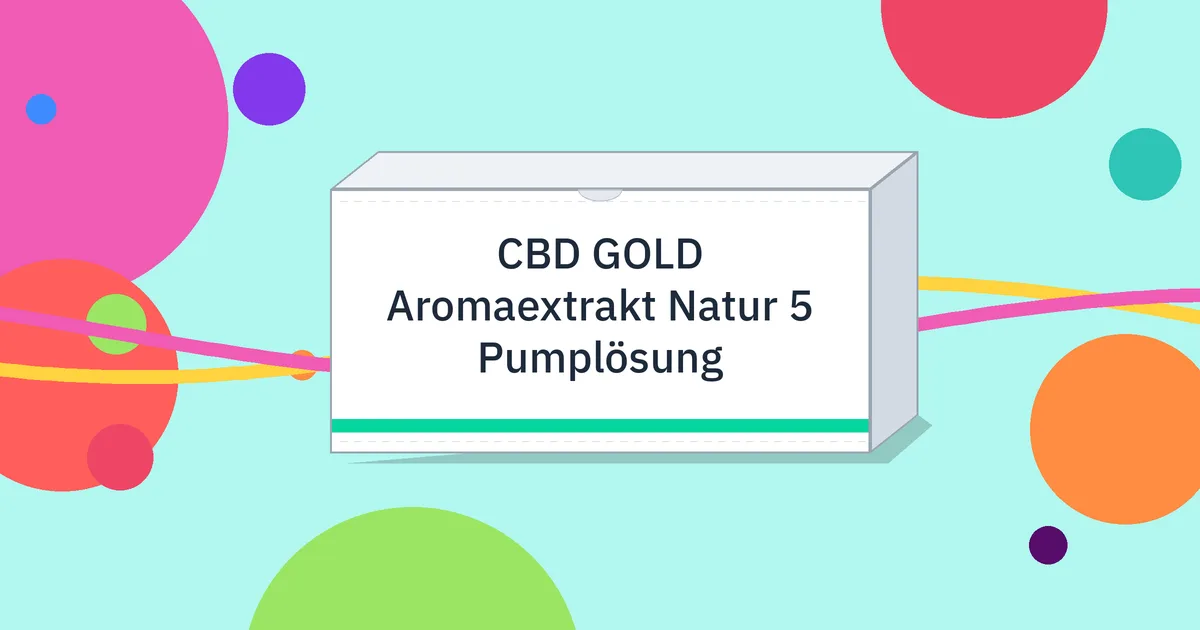 Symbolbild: Packung mit der Aufschrift CBD GOLD Aromaextrakt Natur 5 Pumplösung (PZN 17448638) – Verfügbarkeit und Bezug in Apotheken in Frankfurt am Main