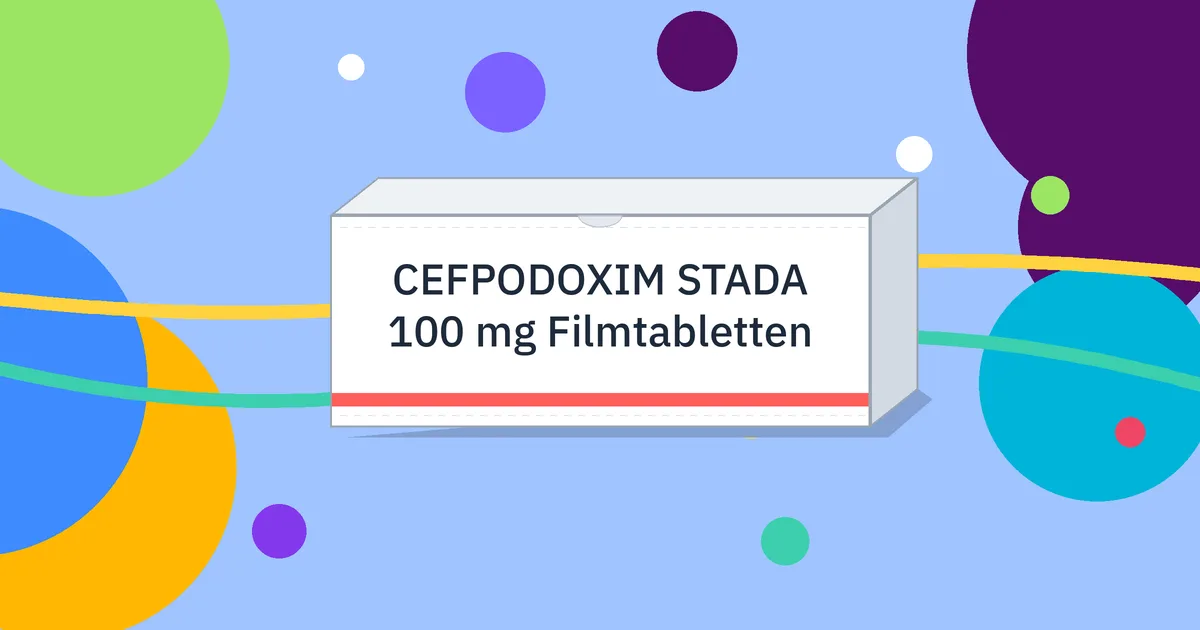 Symbolbild: Packung mit der Aufschrift CEFPODOXIM STADA 100 mg Filmtabletten (PZN 04366666) – Verfügbarkeit und Bezug in Apotheken in Frankfurt am Main