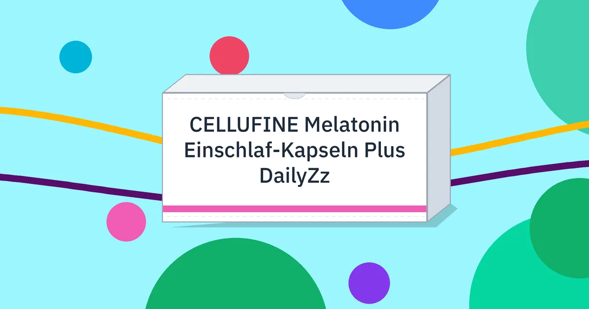 Symbolbild: Packung mit der Aufschrift CELLUFINE Melatonin Einschlaf-Kapseln Plus DailyZz (PZN 17874482) – Verfügbarkeit und Bezug in Apotheken in Frankfurt am Main