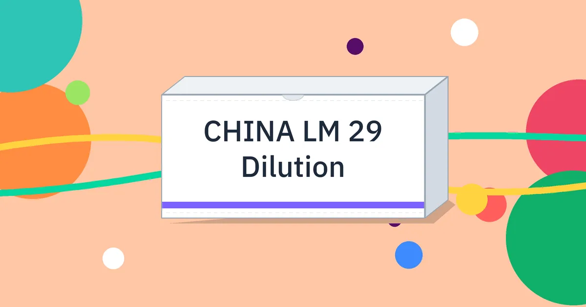 Symbolbild: Packung mit der Aufschrift CHINA LM 29 Dilution (PZN 12814021) – Verfügbarkeit und Bezug in Apotheken in Frankfurt am Main