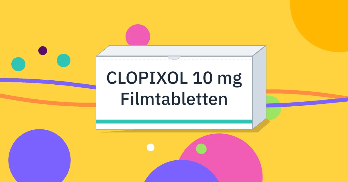 Symbolbild: Packung mit der Aufschrift CLOPIXOL 10 mg Filmtabletten (PZN 18116536) – Verfügbarkeit und Bezug in Apotheken in Frankfurt am Main
