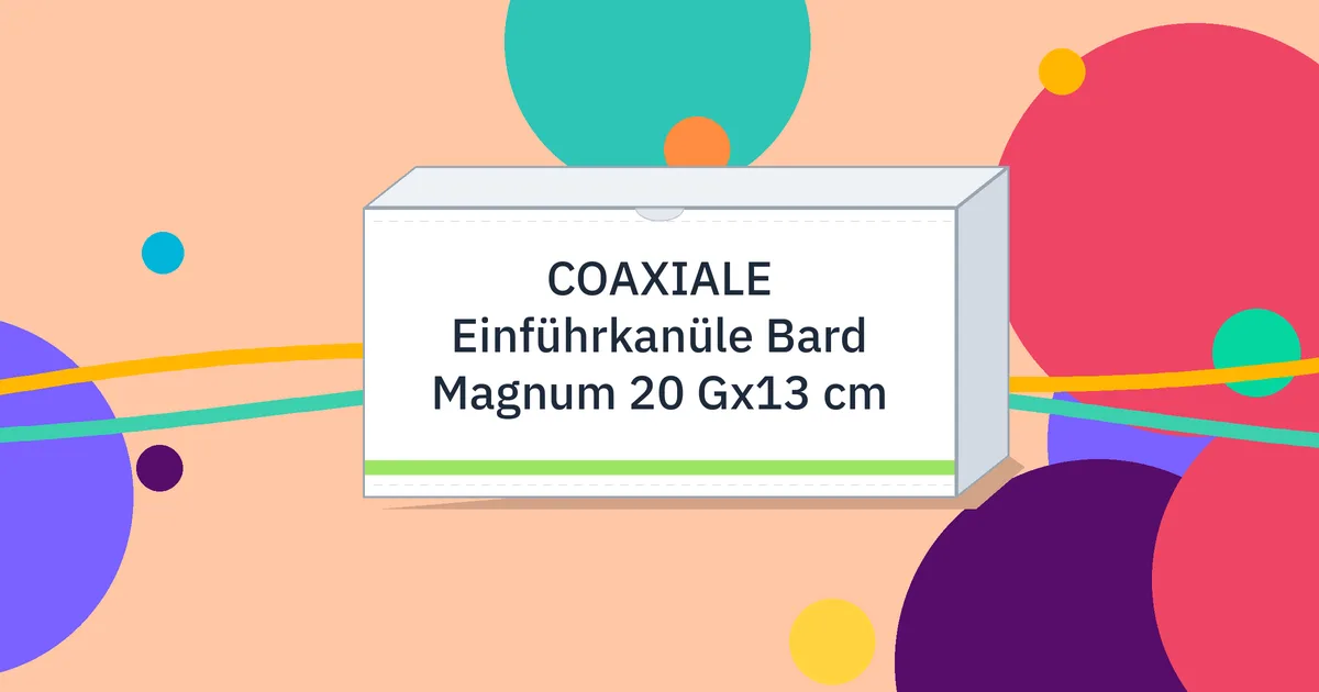 Symbolbild: Packung mit der Aufschrift COAXIALE Einführkanüle Bard Magnum 20 Gx13 cm (PZN 04673345) – Verfügbarkeit und Bezug in Apotheken in Frankfurt am Main