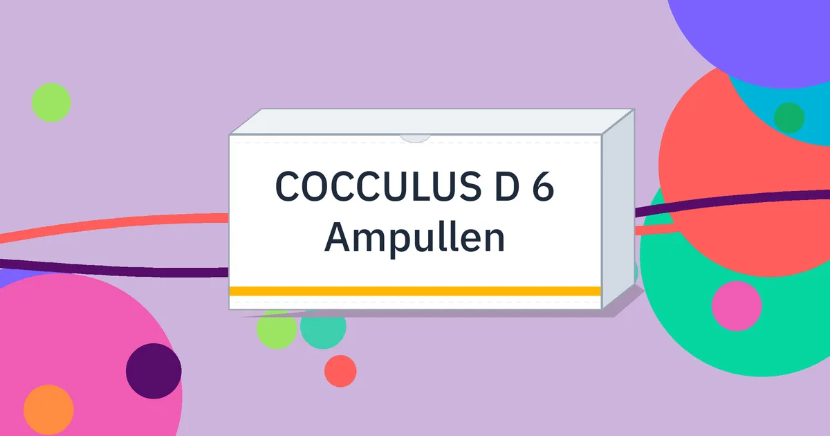 Symbolbild: Packung mit der Aufschrift COCCULUS D 6 Ampullen (PZN 11705270) – Verfügbarkeit und Bezug in Apotheken in Frankfurt am Main