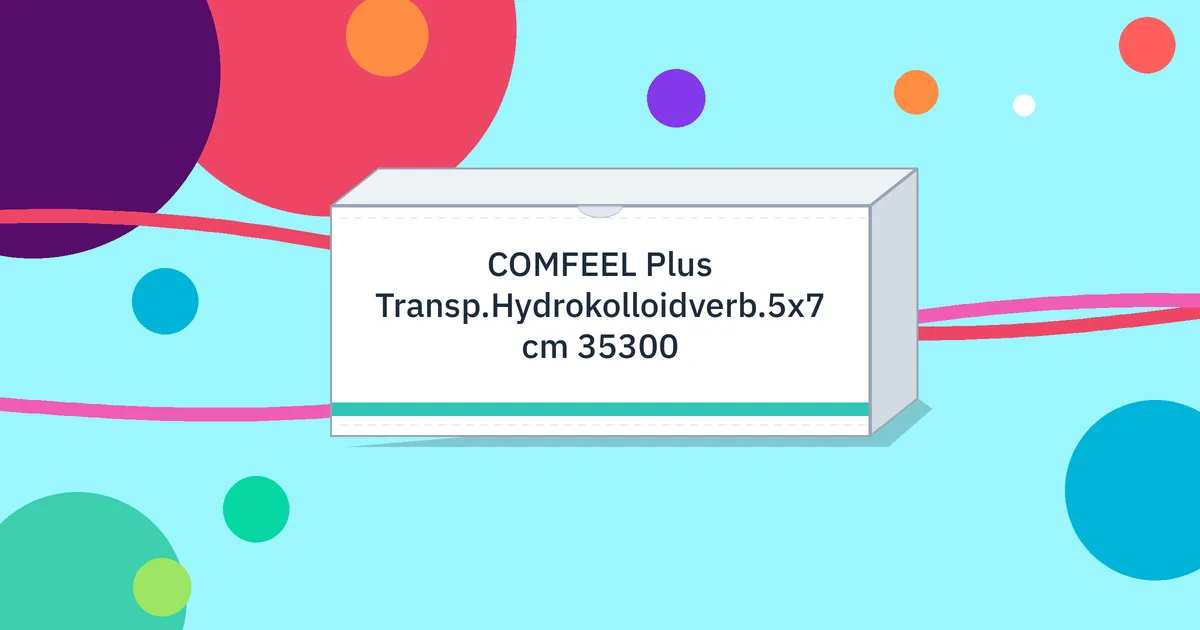 Symbolbild: Packung mit der Aufschrift COMFEEL Plus Transp.Hydrokolloidverb.5x7 cm 35300 (PZN 13984914) – Verfügbarkeit und Bezug in Apotheken in Frankfurt am Main