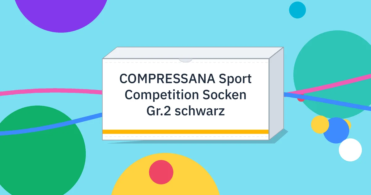 Symbolbild: Packung mit der Aufschrift COMPRESSANA Sport Competition Socken Gr.2 schwarz (PZN 16198323) – Verfügbarkeit und Bezug in Apotheken in Frankfurt am Main