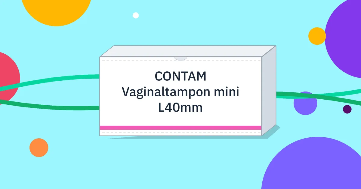 Symbolbild: Packung mit der Aufschrift CONTAM Vaginaltampon mini L40mm (PZN 19278235) – Verfügbarkeit und Bezug in Apotheken in Frankfurt am Main