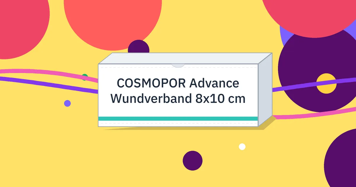 Symbolbild: Packung mit der Aufschrift COSMOPOR Advance Wundverband 8x10 cm (PZN 12892469) – Verfügbarkeit und Bezug in Apotheken in Frankfurt am Main