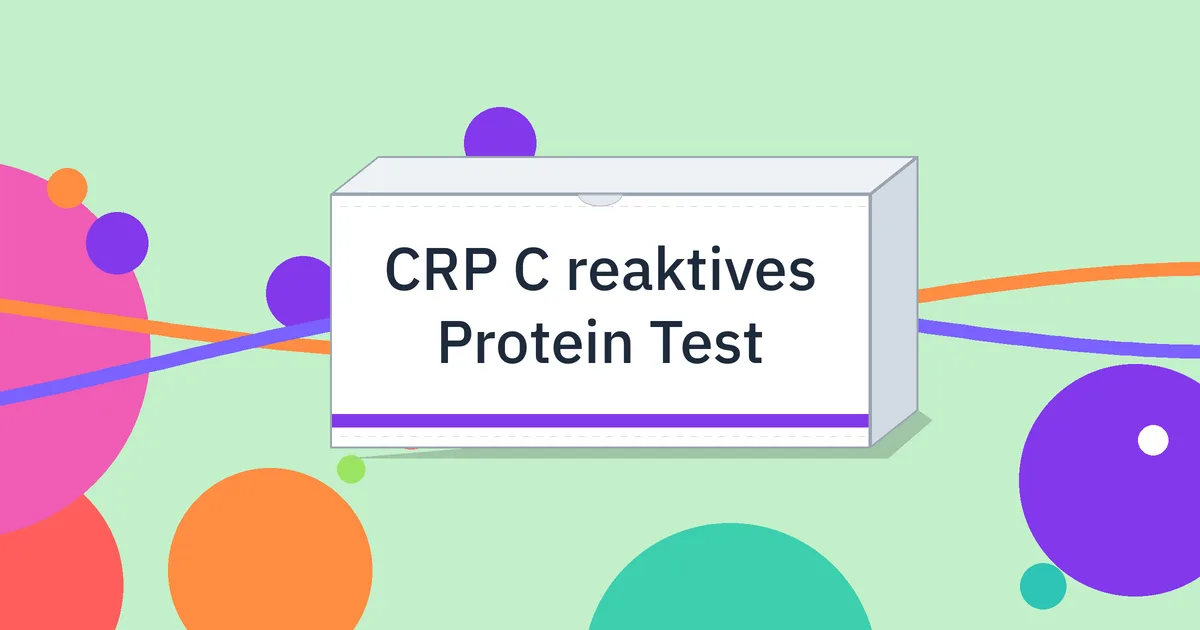 Symbolbild: Packung mit der Aufschrift CRP C reaktives Protein Test (PZN 02861580) – Verfügbarkeit und Bezug in Apotheken in Frankfurt am Main