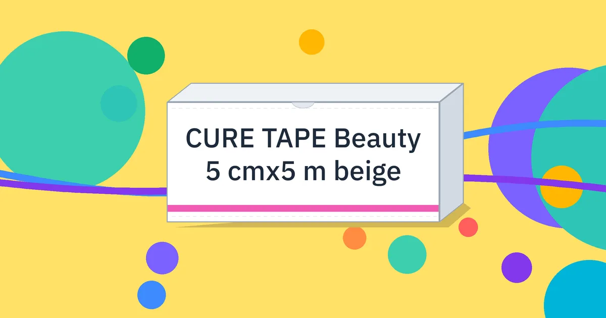 Symbolbild: Packung mit der Aufschrift CURE TAPE Beauty 5 cmx5 m beige (PZN 18221055) – Verfügbarkeit und Bezug in Apotheken in Frankfurt am Main