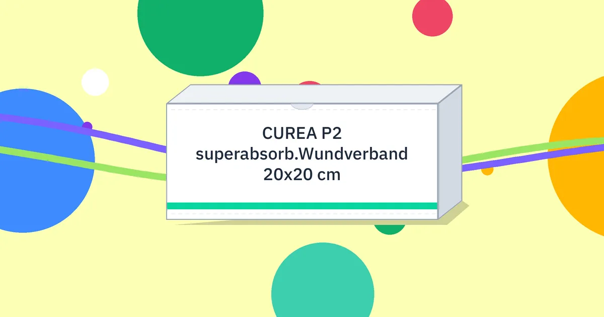 Symbolbild: Packung mit der Aufschrift CUREA P2 superabsorb.Wundverband 20x20 cm (PZN 11114333) – Verfügbarkeit und Bezug in Apotheken in Frankfurt am Main