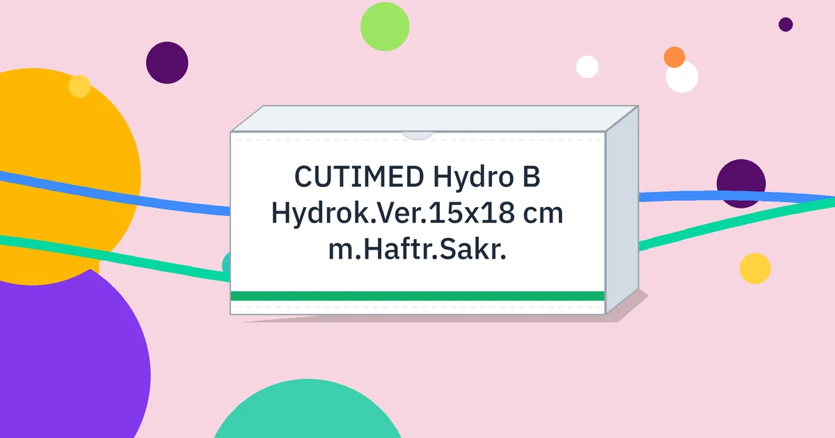 Symbolbild: Packung mit der Aufschrift CUTIMED Hydro B Hydrok.Ver.15x18 cm m.Haftr.Sakr. (PZN 16828132) – Verfügbarkeit und Bezug in Apotheken in Frankfurt am Main
