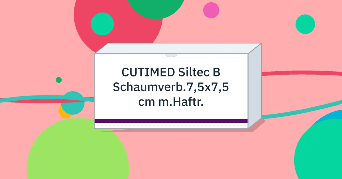 Symbolbild: Packung mit der Aufschrift CUTIMED Siltec B Schaumverb.7,5x7,5 cm m.Haftr. (PZN 20544854) – Verfügbarkeit und Bezug in Apotheken in Frankfurt am Main