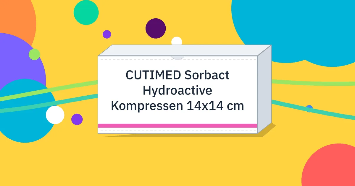Symbolbild: Packung mit der Aufschrift CUTIMED Sorbact Hydroactive Kompressen 14x14 cm (PZN 15378537) – Verfügbarkeit und Bezug in Apotheken in Frankfurt am Main