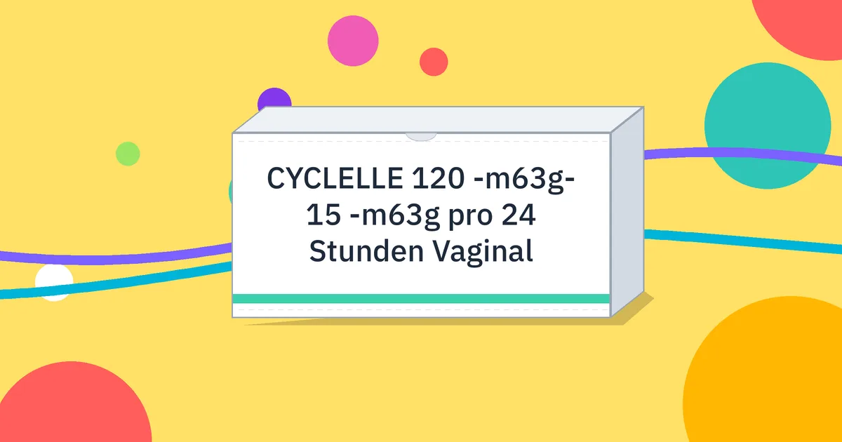 Symbolbild: Packung mit der Aufschrift CYCLELLE 120 -m63g-15 -m63g pro 24 Stunden Vaginal (PZN 12725843) – Verfügbarkeit und Bezug in Apotheken in Frankfurt am Main