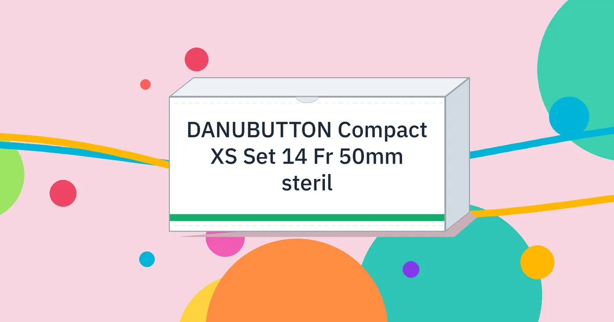 Symbolbild: Packung mit der Aufschrift DANUBUTTON Compact XS Set 14 Fr 50mm steril (PZN 19852757) – Verfügbarkeit und Bezug in Apotheken in Frankfurt am Main