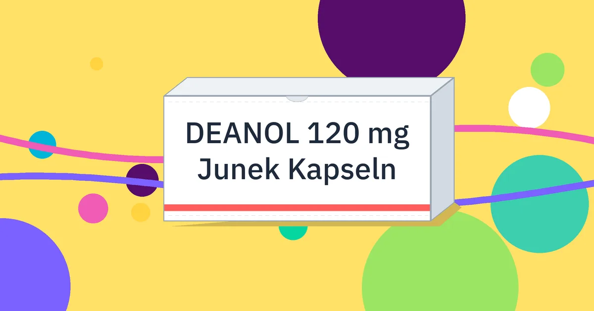 Symbolbild: Packung mit der Aufschrift DEANOL 120 mg Junek Kapseln (PZN 10977078) – Verfügbarkeit und Bezug in Apotheken in Frankfurt am Main