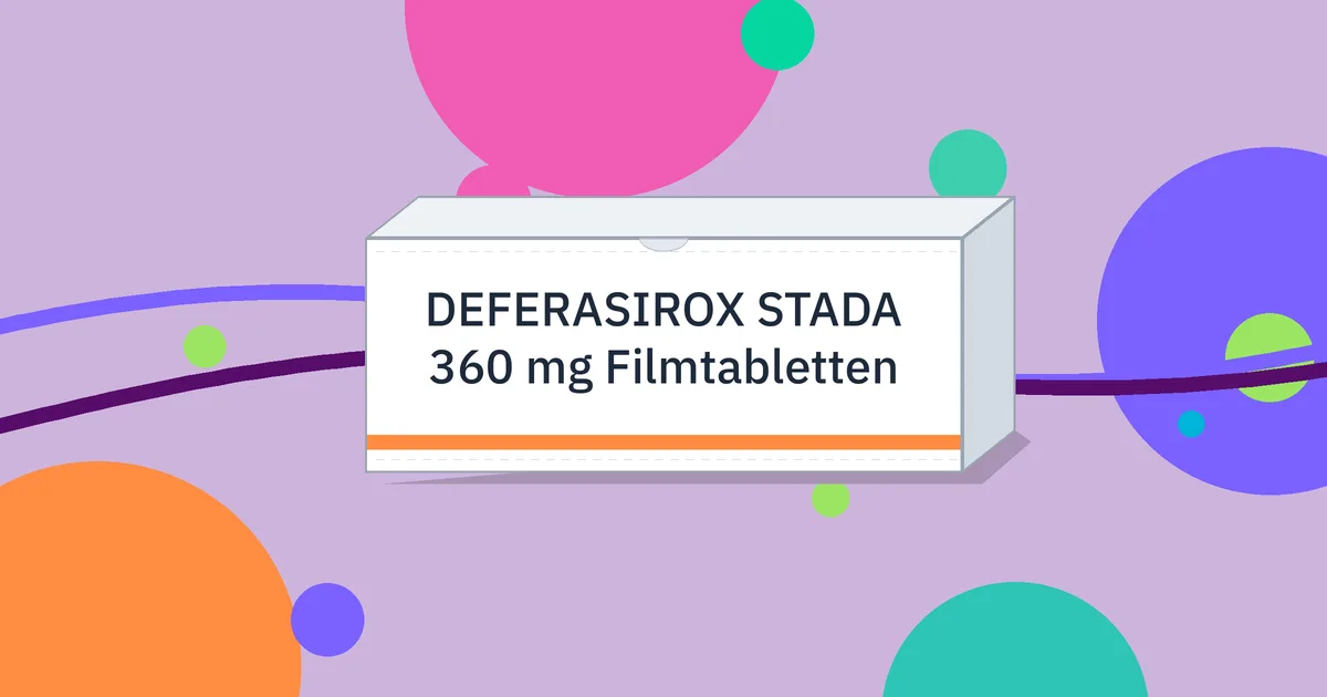 Symbolbild: Packung mit der Aufschrift DEFERASIROX STADA 360 mg Filmtabletten (PZN 17273564) – Verfügbarkeit und Bezug in Apotheken in Frankfurt am Main