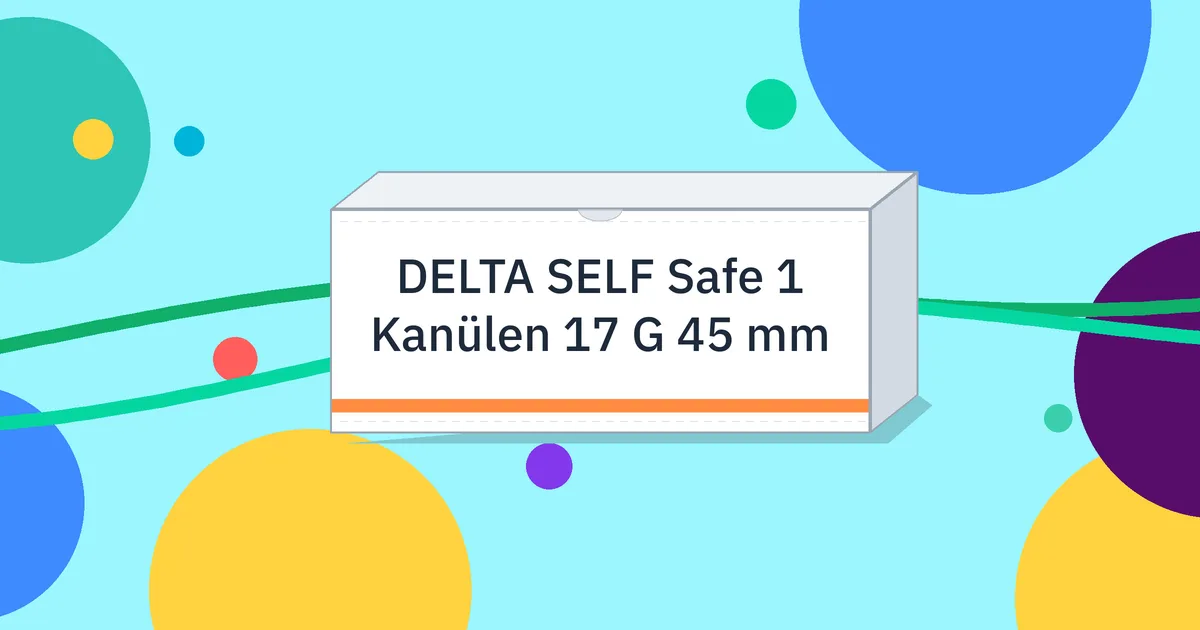 Symbolbild: Packung mit der Aufschrift DELTA SELF Safe 1 Kanülen 17 G 45 mm (PZN 07766254) – Verfügbarkeit und Bezug in Apotheken in Frankfurt am Main