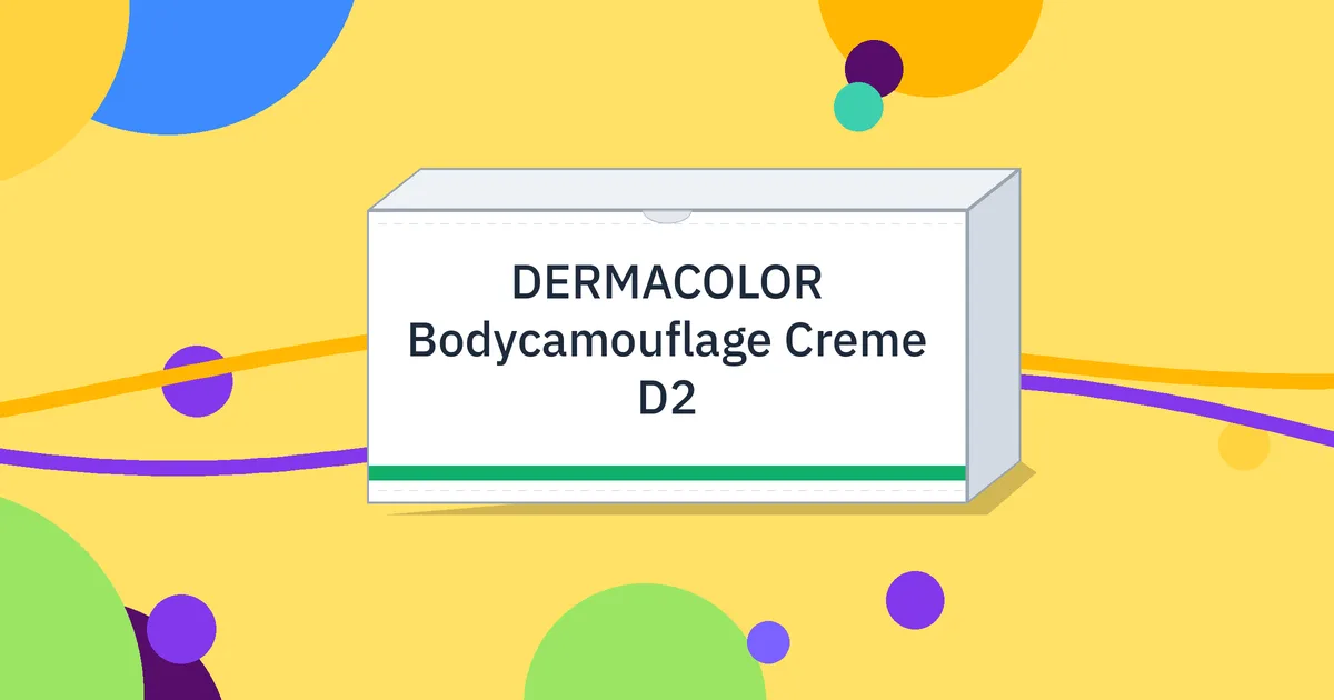 Symbolbild: Packung mit der Aufschrift DERMACOLOR Bodycamouflage Creme D2 (PZN 15818172) – Verfügbarkeit und Bezug in Apotheken in Frankfurt am Main