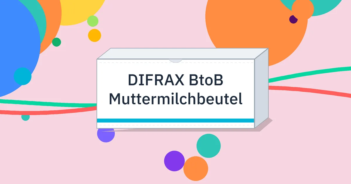 Symbolbild: Packung mit der Aufschrift DIFRAX BtoB Muttermilchbeutel (PZN 12518587) – Verfügbarkeit und Bezug in Apotheken in Frankfurt am Main