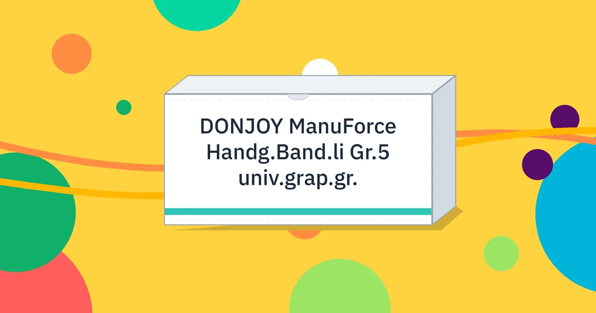 Symbolbild: Packung mit der Aufschrift DONJOY ManuForce Handg.Band.li Gr.5 univ.grap.gr. (PZN 18668359) – Verfügbarkeit und Bezug in Apotheken in Frankfurt am Main