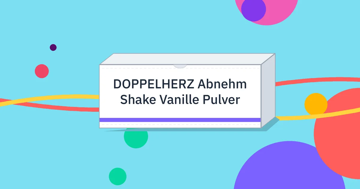 Symbolbild: Packung mit der Aufschrift DOPPELHERZ Abnehm Shake Vanille Pulver (PZN 13357927) – Verfügbarkeit und Bezug in Apotheken in Frankfurt am Main