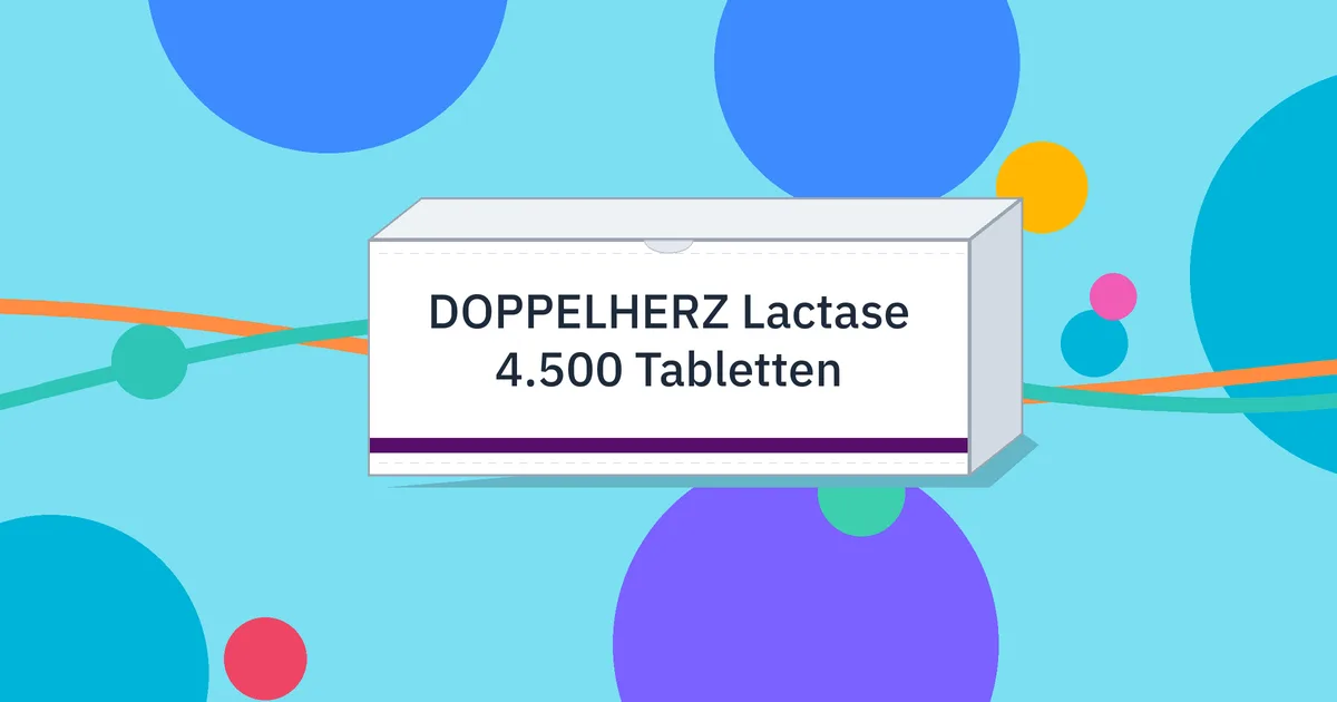 Symbolbild: Packung mit der Aufschrift DOPPELHERZ Lactase 4.500 Tabletten (PZN 12894563) – Verfügbarkeit und Bezug in Apotheken in Frankfurt am Main