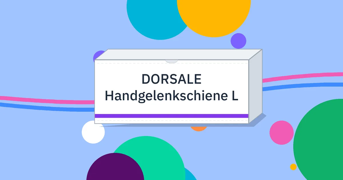 Symbolbild: Packung mit der Aufschrift DORSALE Handgelenkschiene L (PZN 08759871) – Verfügbarkeit und Bezug in Apotheken in Frankfurt am Main