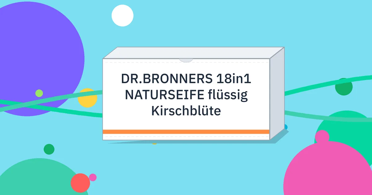 Symbolbild: Packung mit der Aufschrift DR.BRONNERS 18in1 NATURSEIFE flüssig Kirschblüte (PZN 19241404) – Verfügbarkeit und Bezug in Apotheken in Frankfurt am Main