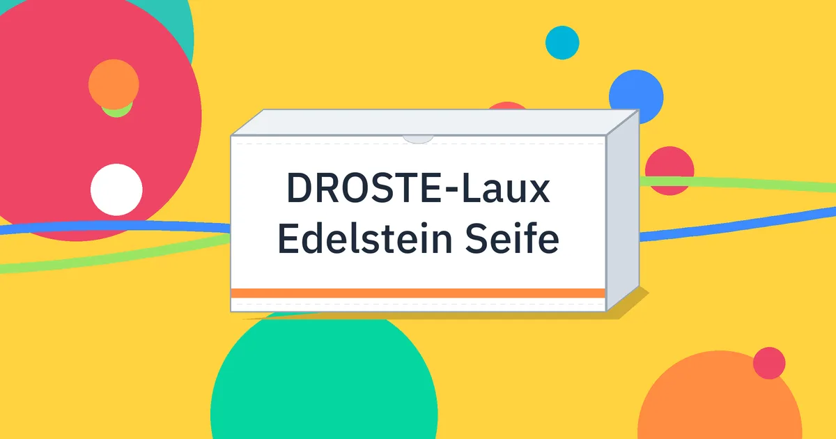 Symbolbild: Packung mit der Aufschrift DROSTE-Laux Edelstein Seife (PZN 19958444) – Verfügbarkeit und Bezug in Apotheken in Frankfurt am Main