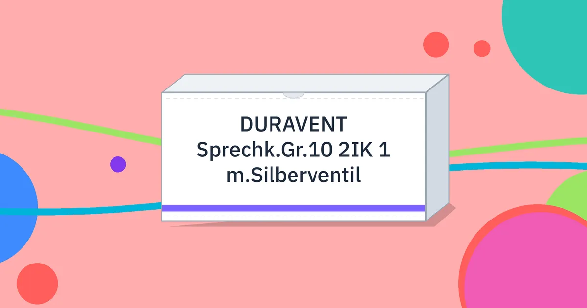 Symbolbild: Packung mit der Aufschrift DURAVENT Sprechk.Gr.10 2IK 1 m.Silberventil (PZN 04465807) – Verfügbarkeit und Bezug in Apotheken in Frankfurt am Main