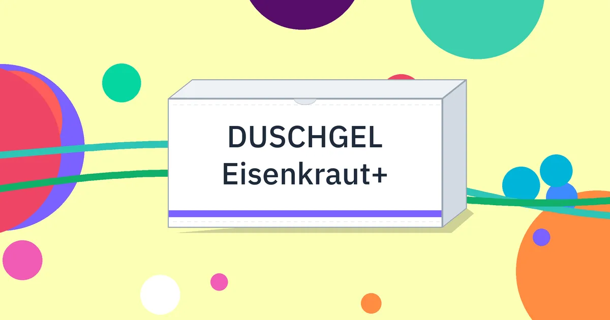 Symbolbild: Packung mit der Aufschrift DUSCHGEL Eisenkraut+ (PZN 17428015) – Verfügbarkeit und Bezug in Apotheken in Frankfurt am Main