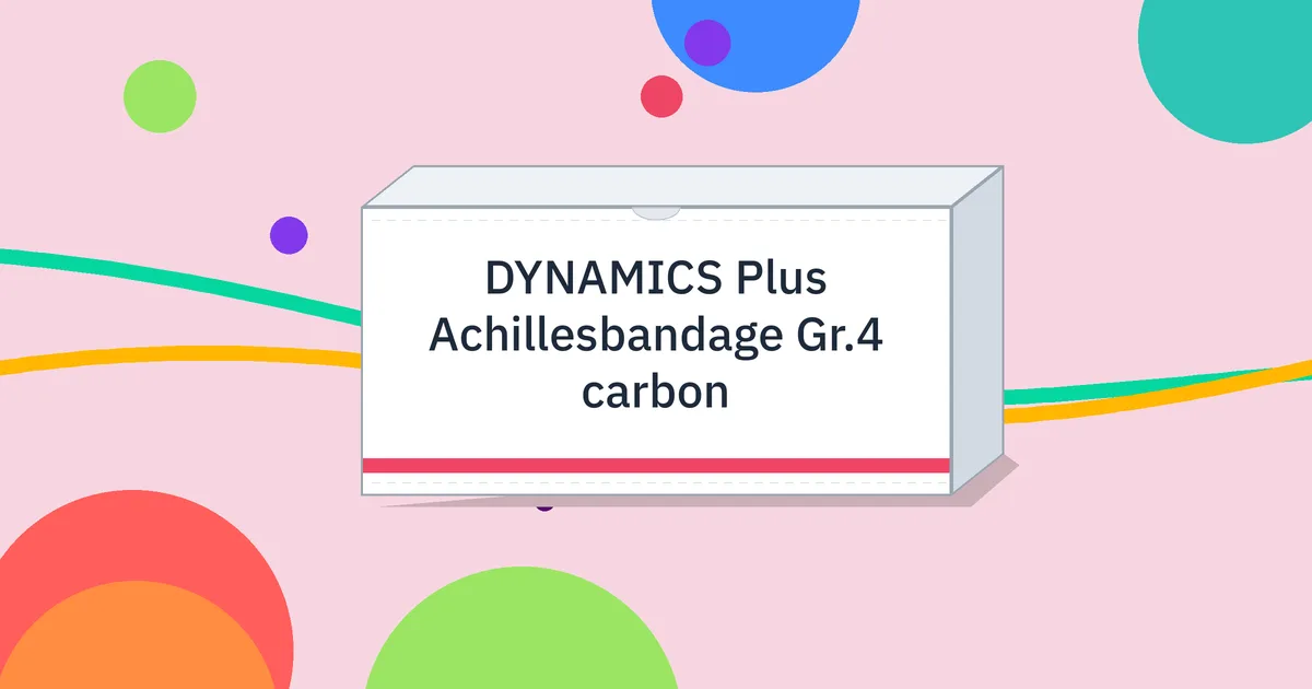 Symbolbild: Packung mit der Aufschrift DYNAMICS Plus Achillesbandage Gr.4 carbon (PZN 15867791) – Verfügbarkeit und Bezug in Apotheken in Frankfurt am Main