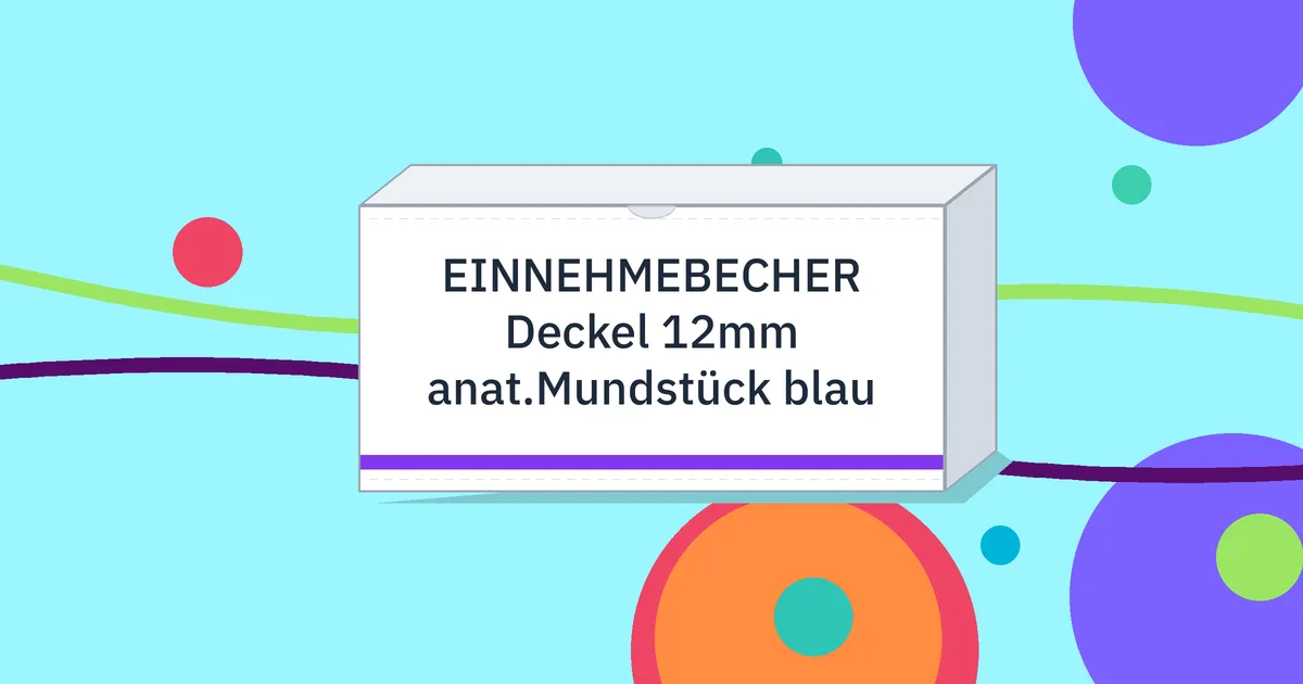 Symbolbild: Packung mit der Aufschrift EINNEHMEBECHER Deckel 12mm anat.Mundstück blau (PZN 13919118) – Verfügbarkeit und Bezug in Apotheken in Frankfurt am Main