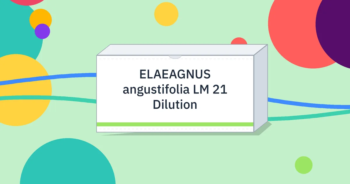 Symbolbild: Packung mit der Aufschrift ELAEAGNUS angustifolia LM 21 Dilution (PZN 13469431) – Verfügbarkeit und Bezug in Apotheken in Frankfurt am Main