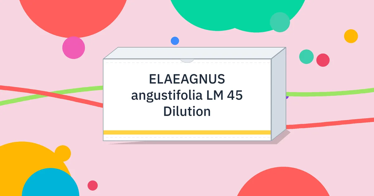 Symbolbild: Packung mit der Aufschrift ELAEAGNUS angustifolia LM 45 Dilution (PZN 13469572) – Verfügbarkeit und Bezug in Apotheken in Frankfurt am Main