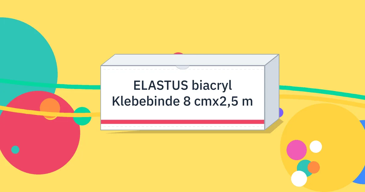 Symbolbild: Packung mit der Aufschrift ELASTUS biacryl Klebebinde 8 cmx2,5 m (PZN 10417215) – Verfügbarkeit und Bezug in Apotheken in Frankfurt am Main